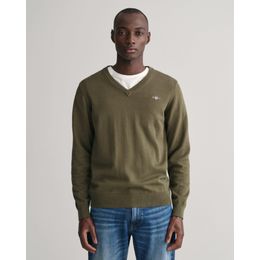 Gant Klassischer V-Neck Pullover aus Baumwolle