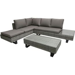 Garden Pleasure Gartenlounge-Set, Lounge-Eckgruppe »CADIZ«, (3-tlg), 2 Sofas, Tisch LxB: 110x55 cm, grau|schwarz