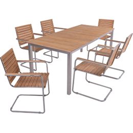 Garden Pleasure Garten-Essgruppe, Tischgruppe »DALLAS/DENVER Set 05«, (Set, 5-tlg), 4 Stühle (stapelbar), Tisch LxB: 200x90 cm, weiß