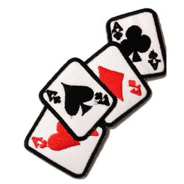 Catch the Patch Aufnäher Bügelbild, Aufbügler, Applikationen, Patches, Flicken, zum aufbügeln, Polyester, Asse Poker Karten Biker - Größe: 11 x 5 cm