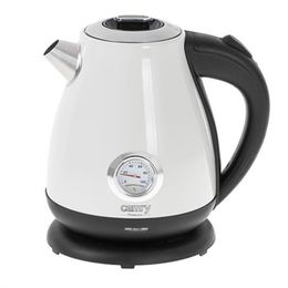 Camry Wasserkocher CR 1344 weiß Elektrischer Wasserkocher mit Thermometer 1.7L, Edelstahl, Wasserstandsanzeige