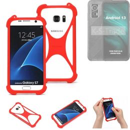 K-S-Trade Handyhülle für AGM H6, Handy-Hülle Schutz-Hülle Bumper Silikon Schutz Hülle Cover Case, rot|schwarz
