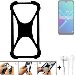 K-S-Trade Handyhülle für Wiko Y82, Handy-Hülle + headphones Schutz-Hülle Bumper Silikon Cover Case, schwarz