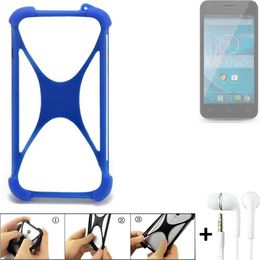 K-S-Trade Handyhülle für Qilive Q.4868, Bumper Schutzhülle Handyhülle Silikon Schutz Hülle Cover Case, blau|schwarz