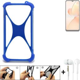 K-S-Trade Handyhülle für Realme C31, Bumper Schutzhülle Handyhülle Silikon Schutz Hülle Cover Case, blau|schwarz