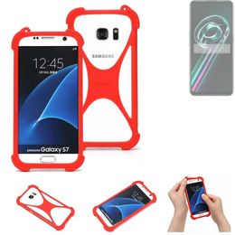 K-S-Trade Handyhülle für Realme 9 Pro Plus, Handy-Hülle Schutz-Hülle Bumper Silikon Schutz Hülle Cover Case, rot|schwarz