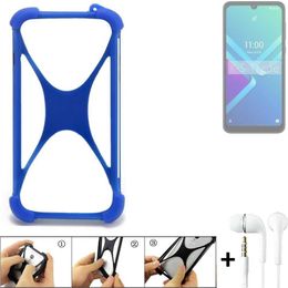 K-S-Trade Handyhülle für Wiko Y82, Handy Hülle Bumper Schutzhülle Silikon Schutz Hülle Cover Case, blau|schwarz