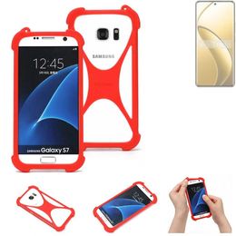 K-S-Trade Handyhülle für Realme 12 Pro+, Handy-Hülle Schutz-Hülle Bumper Silikon Schutz Hülle Cover Case, rot|schwarz