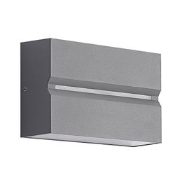 Prios LED Außen-Wandleuchte Itarion, LED-Leuchtmittel fest verbaut, warmweiß, Modern, Aluminiumdruckguss, Glas, dunkelgrau, 1 flammig, inkl.