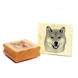 Dekolando Stempel Motivstempel Shiba Inu Stempel Hund Holzstempel 40 x 48 mm