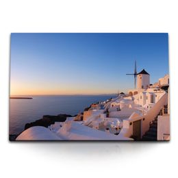 Sinus Art Leinwandbild 120x80cm Wandbild auf Leinwand Santorini Griechenland Insel weiße Häus, (1 St)