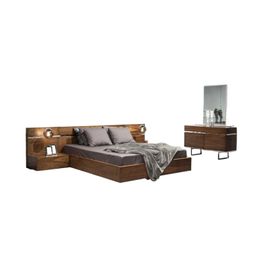 JVmoebel Schlafzimmer-Set Schlafzimmer Sets Möbel Bett Nachttische Kommode Qualität 5tlg, (5-St., 1x Bett + 2x Nachttische + 1x Kommode + 1x Spiegel)