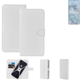 K-S-Trade Handyhülle für Google Pixel 8 Pro, Handy Hülle Schutz Hülle Cover Case Bookstyle Bumper weiß 1x, schwarz|weiß