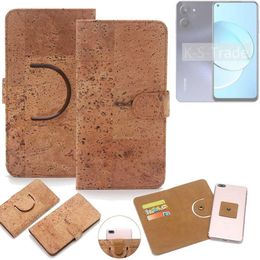 K-S-Trade Handyhülle für Realme 10, Handy-Hülle Schutz-Hülle Handyhülle Schutzhülle Korkhülle, braun|schwarz