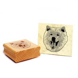 Dekolando Stempel Motivstempel Eurasier Kopf Stempel Hund Holzstempel 45 x 48 mm