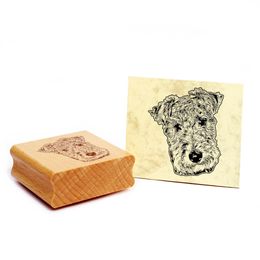 Dekolando Stempel Motivstempel Lakeland Terrier Stempel Hund Holzstempel 41 x 48 mm