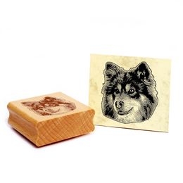 Dekolando Stempel Motivstempel Finnischer Lapphund Stempel Hund Holzstempel 44 x 48 mm