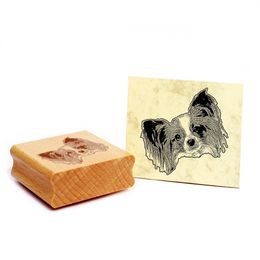 Dekolando Stempel Motivstempel Kontinentaler Zwergspaniel Papillon Stempel Hund Holzste