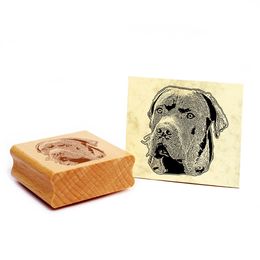 Dekolando Stempel Motivstempel Bandog Stempel Hund Holzstempel 47 x 48 mm