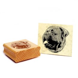 Dekolando Stempel Motivstempel Bullmastiff Stempel Hund Holzstempel 48 x 48 mm