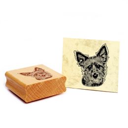 Dekolando Stempel Motivstempel Australian Terrier Stempel Hund Holzstempel 40 x 48 mm