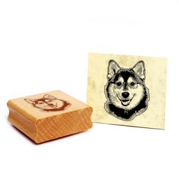 Dekolando Stempel Motivstempel Pomsky Stempel Hund Holzstempel 36 x 48 mm