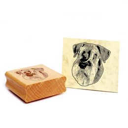 Dekolando Stempel Motivstempel Riesenschnauzer Stempel Hund Holzstempel 42 x 48 mm