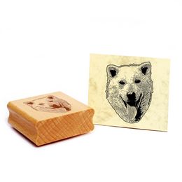Dekolando Stempel Motivstempel Kishu Stempel Hund Holzstempel 37 x 48 mm