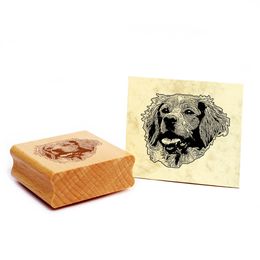 Dekolando Stempel Motivstempel Epagneul Breton Stempel Hund Holzstempel 48 x 41 mm