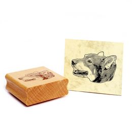 Dekolando Stempel Motivstempel Norwegische Elchhund Stempel Hund Holzstempel 48 x 35 mm