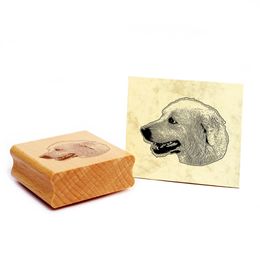 Dekolando Stempel Motivstempel Pyrenäenberghund Stempel Hund Holzstempel 48 x 37 mm