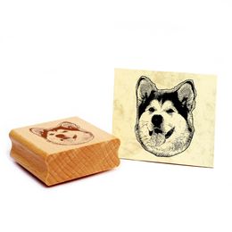 Dekolando Stempel Motivstempel Alaskan Malamute Stempel Hund Holzstempel 37 x 48 mm