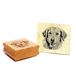 Dekolando Stempel Motivstempel Golden Retriever Stempel Hund Holzstempel 48 x 41 mm