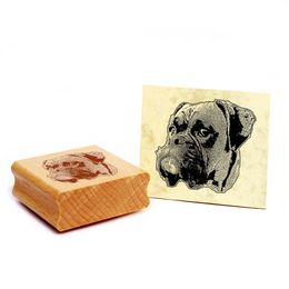 Dekolando Stempel Motivstempel Deutscher Boxer Stempel Hund Holzstempel 48 x 46 mm