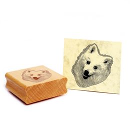 Dekolando Stempel Motivstempel Japan Spitz Stempel Hund Holzstempel 45 x 48 mm