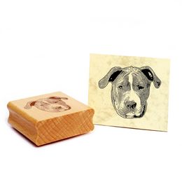Dekolando Stempel Motivstempel American Pit Bull Terrier Stempel Hund Holzstempel 48 x