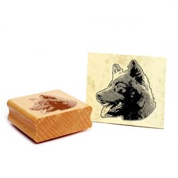 Dekolando Stempel Motivstempel Lappländischer Rentierhund Stempel Hund Holzstempel 48 x