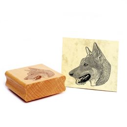 Dekolando Stempel Motivstempel Saarloos Wolfhond Stempel Hund Holzstempel 46 x 48 mm