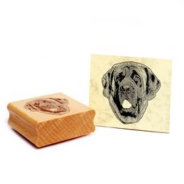 Dekolando Stempel Motivstempel Englische Mastiff Stempel Hund Holzstempel 46 x 48 mm