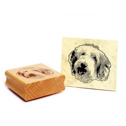 Dekolando Stempel Motivstempel Bobtail Stempel Hund Holzstempel 48 x 44 mm