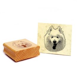 Dekolando Stempel Motivstempel Samojede Stempel Hund Holzstempel 42 x 48 mm