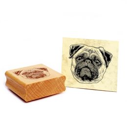 Dekolando Stempel Motivstempel Mops Stempel Hund Holzstempel 48 x 44 mm