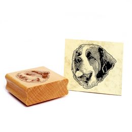 Dekolando Stempel Motivstempel Bernhardiner Stempel Hund Holzstempel 48 x 48 mm