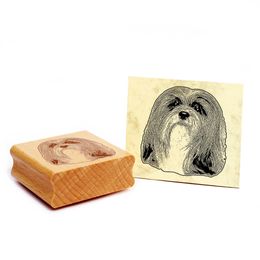 Dekolando Stempel Motivstempel Lhasa Apso Stempel Hund Holzstempel 47 x 48 mm