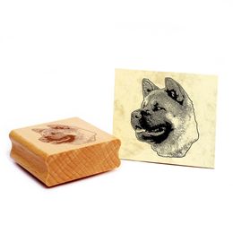 Dekolando Stempel Motivstempel American Akita Stempel Hund Holzstempel 42 x 48 mm