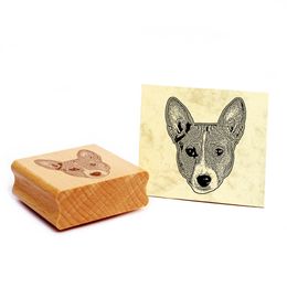 Dekolando Stempel Motivstempel Basenji Stempel Hund Holzstempel 40 x 48 mm