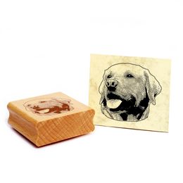 Dekolando Stempel Motivstempel Labrador Retriever Kopf Stempel Hund Holzstempel 48 x 45