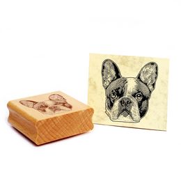 Dekolando Stempel Motivstempel Französische Bulldogge Stempel Hund Holzstempel 44 x 48