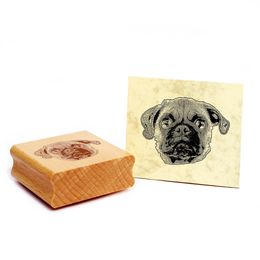 Dekolando Stempel Motivstempel Retro Mops Stempel Hund Holzstempel 48 x 37 mm