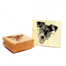 Dekolando Stempel Motivstempel Glatthaar Foxterrier Stempel Hund Holzstempel 46 x 48 mm